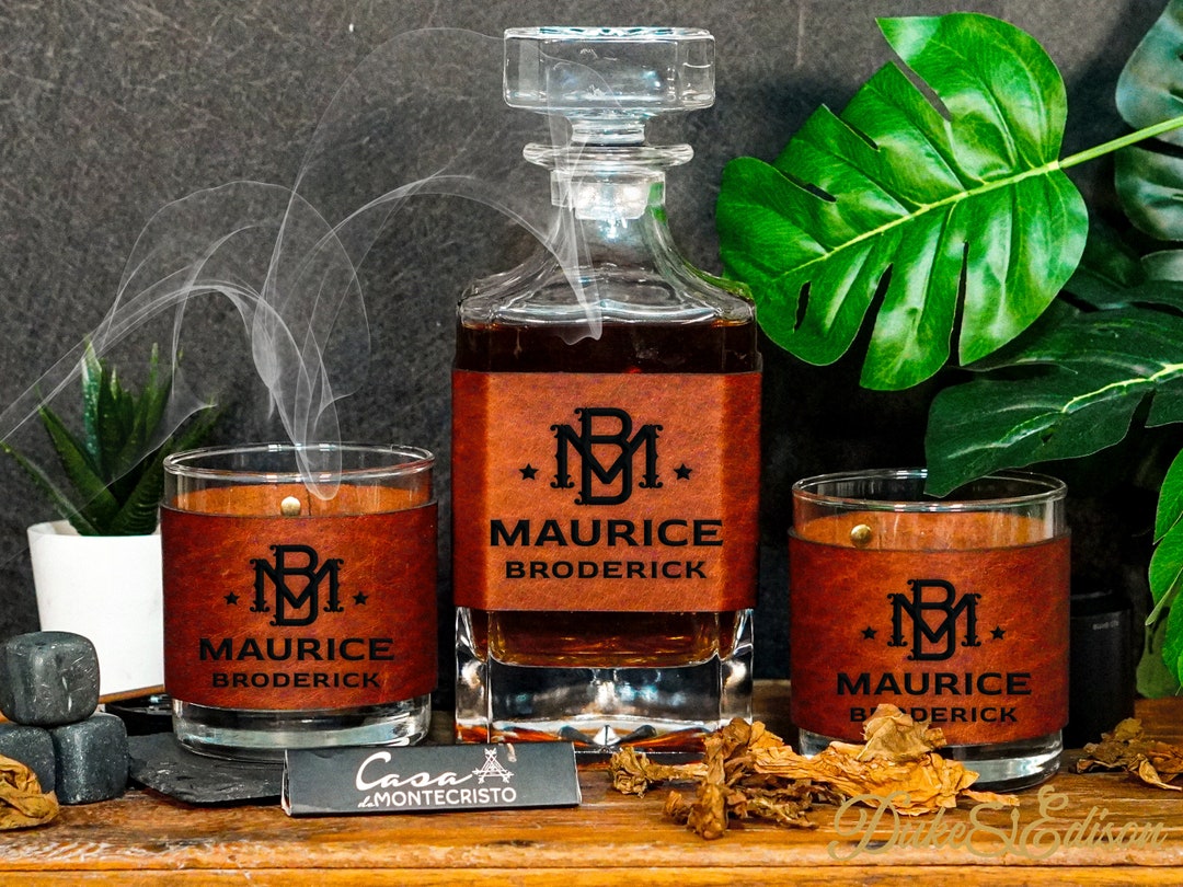 Custom Bourbon Decanter Set With Glasses, Whiskey Wedding Gift ...