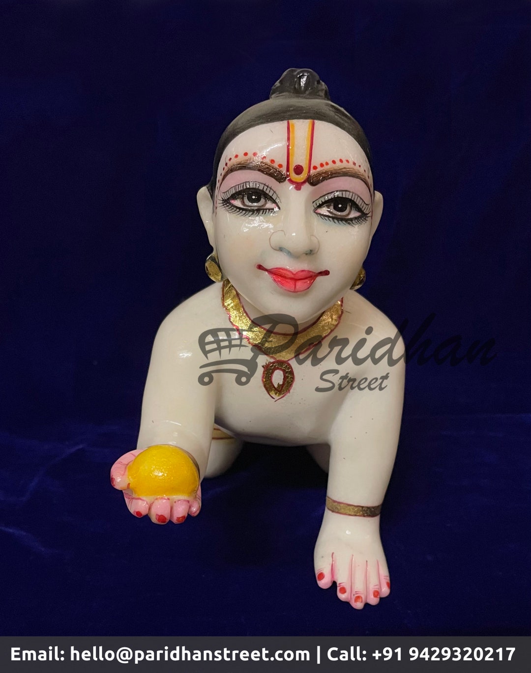 9 Inch Marble Laddu Gopal-laddu Gopal Statue-white Marble Laddu Gopal ...
