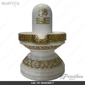 12 Inch Marble Pure White Shiv Lingam-linga Statue-exquisite Marble ...