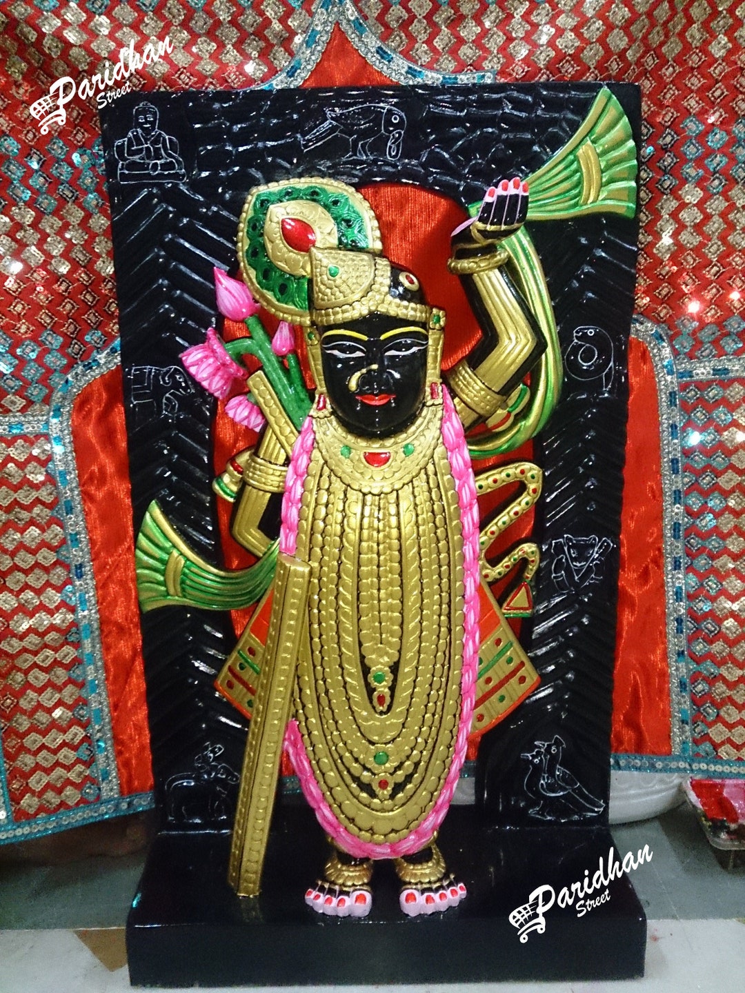 Dwarkadhish Black Marble Shri Nath Ji Statue-shrinath Ji Idol-indian ...