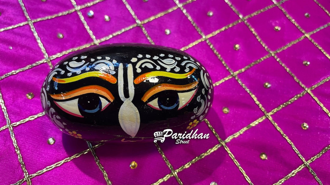 Hand-painted Natural Black Stone Shaligram for Home Pooja-shaligram for ...