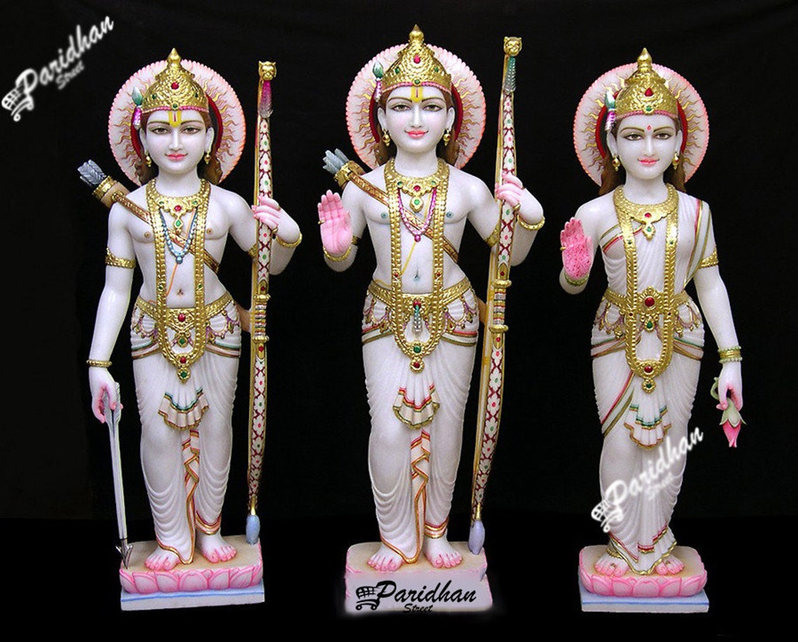 Marble Ram Darbar Statue White Pink Shade - Ram Parivar Statue-ram ...