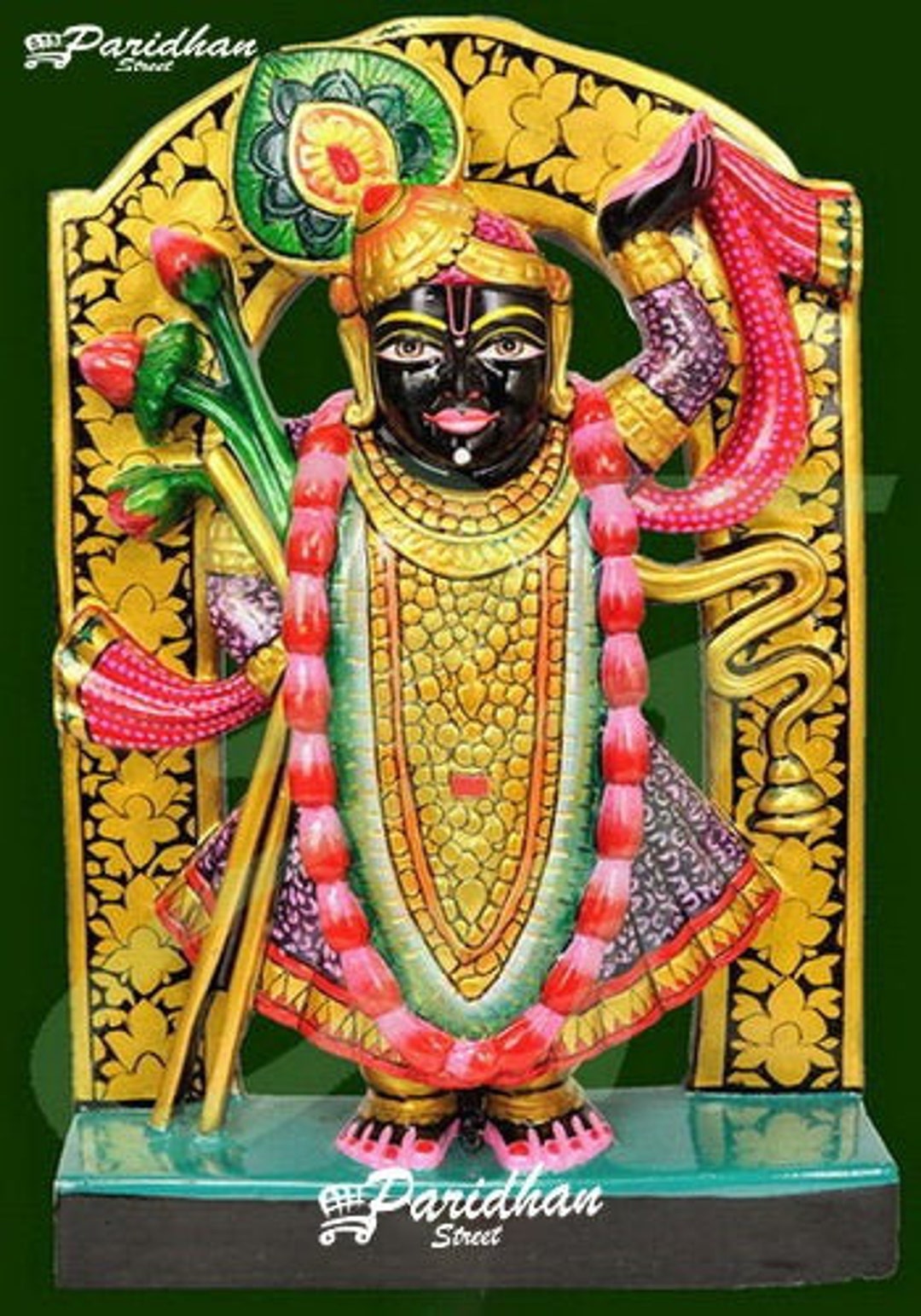 Black Golden Marble Shri Nath Ji Statue-shrinath Ji Idol-indian ...