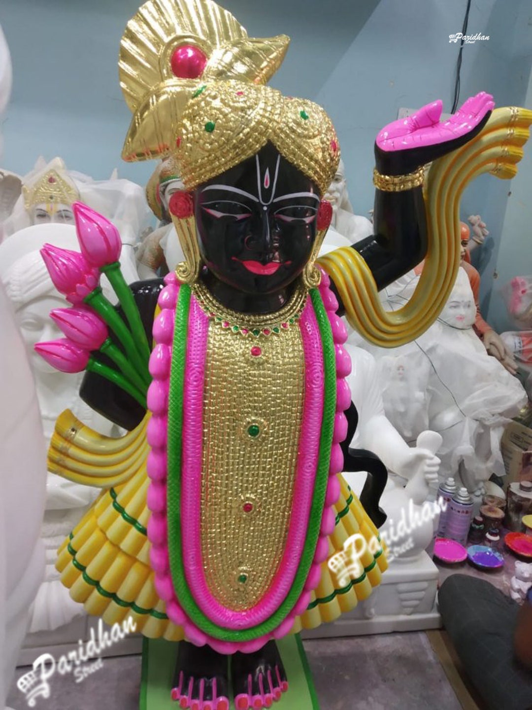 Black Marble Shri Nath Ji Statue Pink-shrinath Ji Idol-shrinathji ...