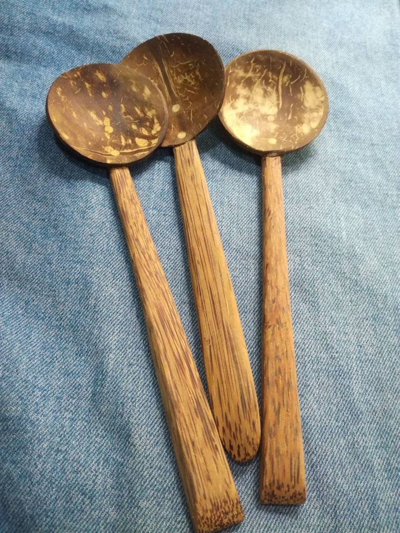 Coconut Shell Spoon Wooden Cooking Spoon Serving Utensils | Etsy