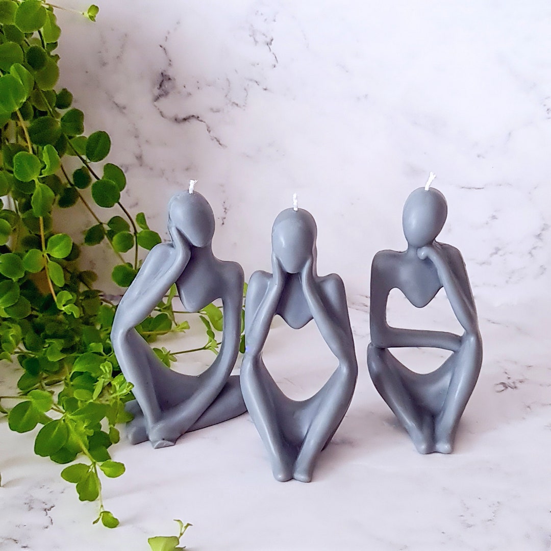 Abstract Thinker Human Body Figure Candle Decorative Minimalist Thinker ...