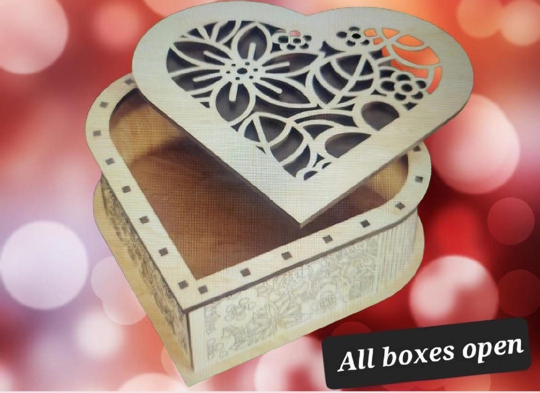 Wooden Heart Shape Box With Lid, Gift, Valentines Day Box, Love ...