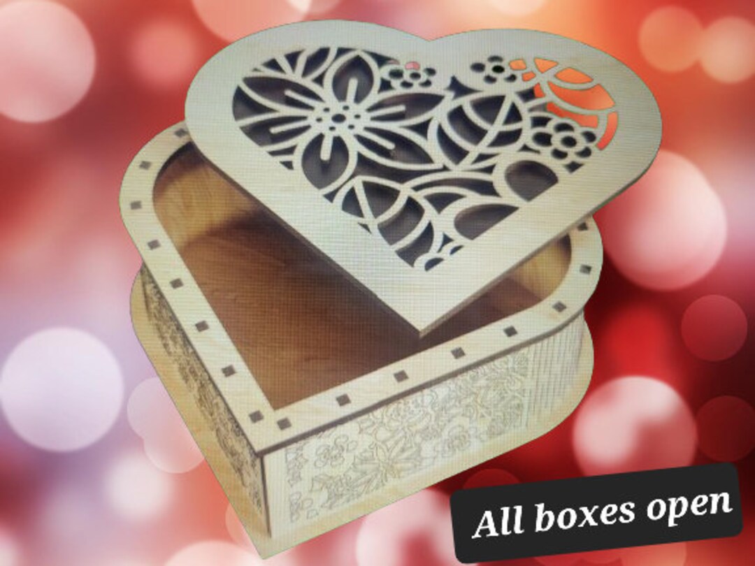 Wooden Heart Shape Box With Lid Gift Valentines Day Box - Etsy