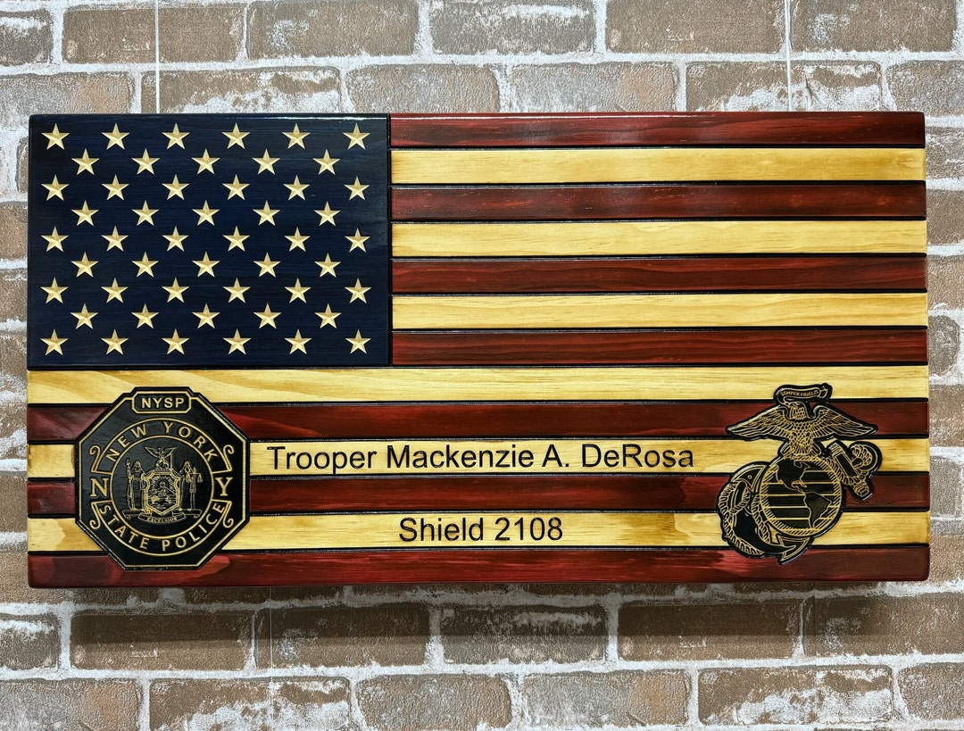 Customizable Military Plaque Wooden Flag With Logo/patch/seal and Text ...