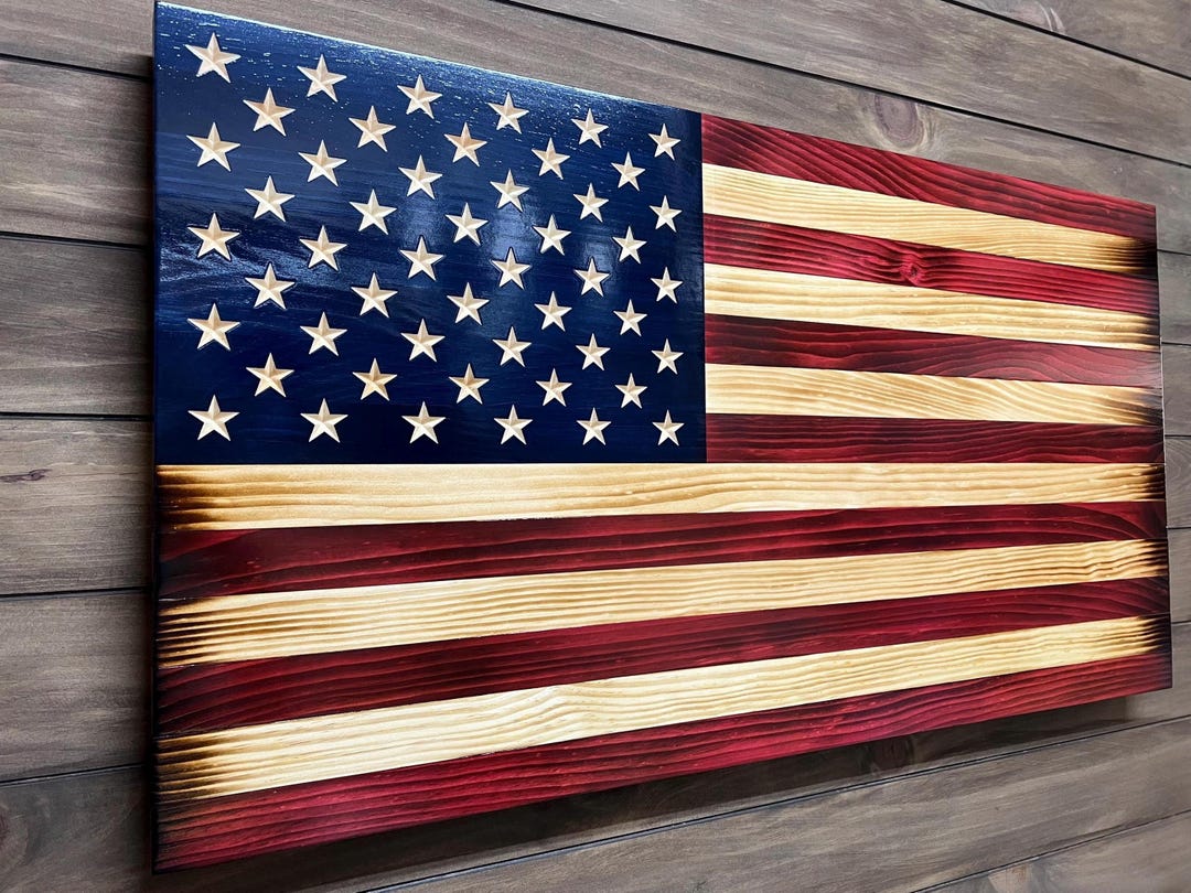 Bulk Rustic American Flags, Set of 5, Wooden American Flag Wall Art ...