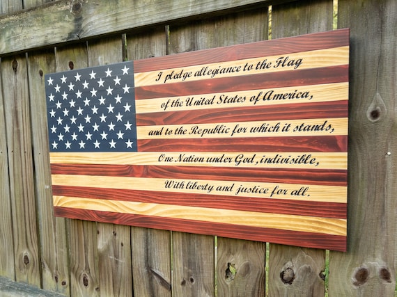 Rustic American Wood Flag the Pledge Charred American Flag - Etsy