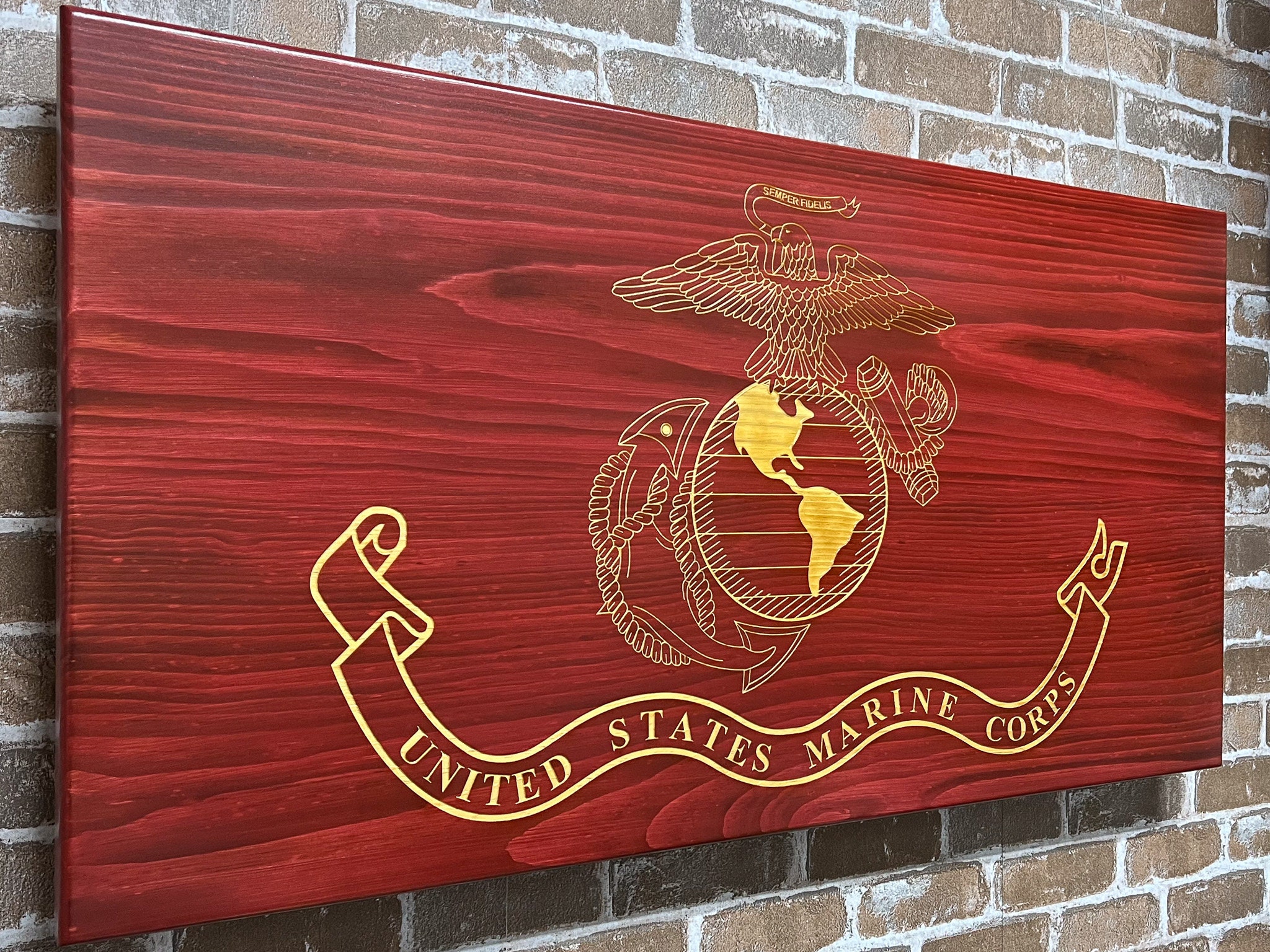 Licensed EGA Wooden Flag - Marine Corps Charred American Flag ...