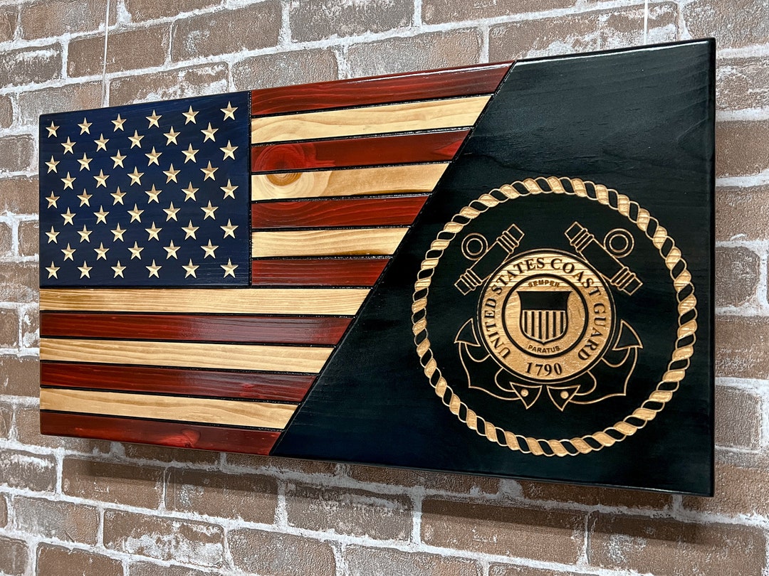 Coast Guard Flag, Split USA Flag With Seal, Patriotic, Dad, Son ...
