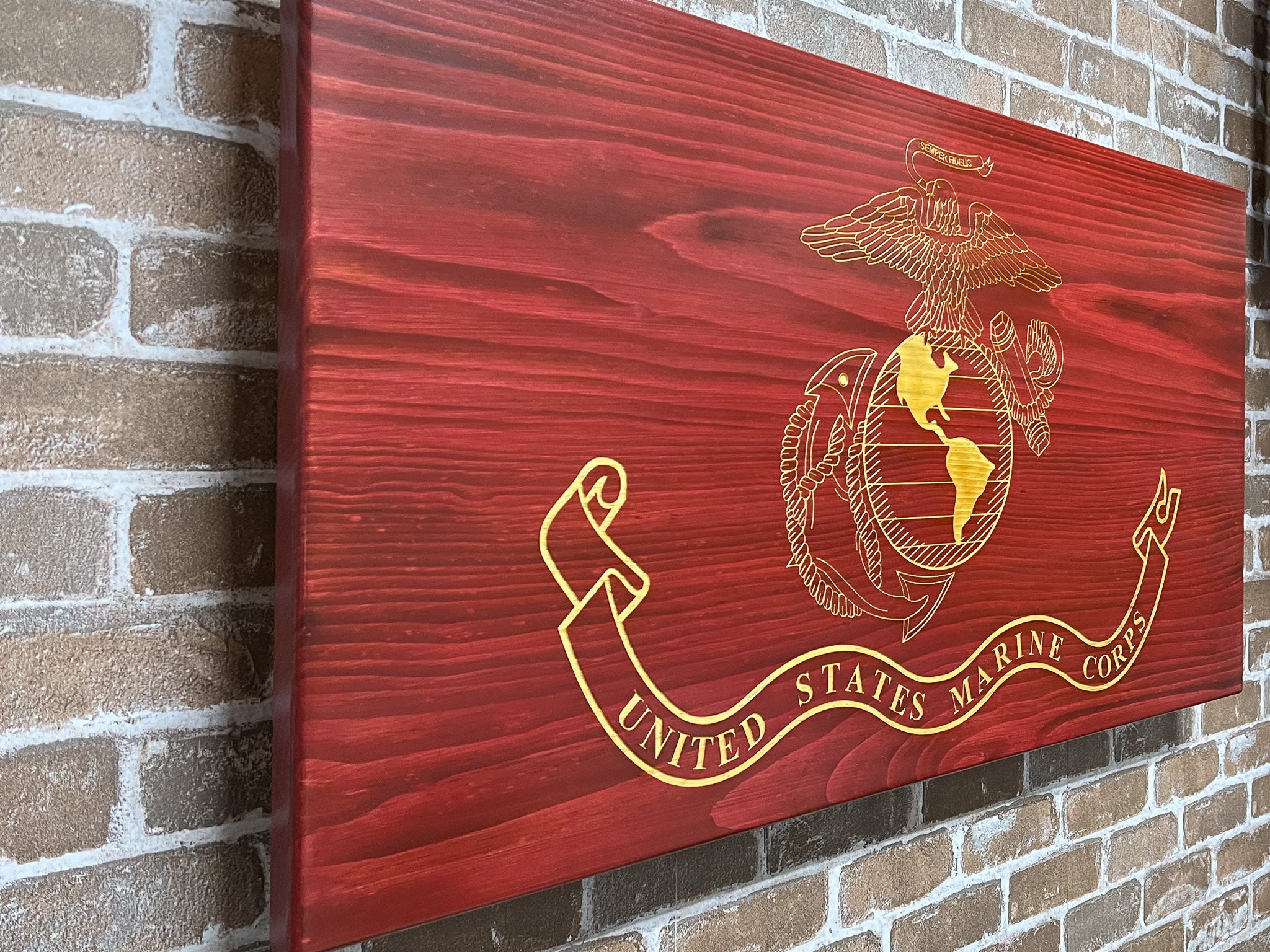 Licensed EGA Wooden Flag - Marine Corps Charred American Flag ...