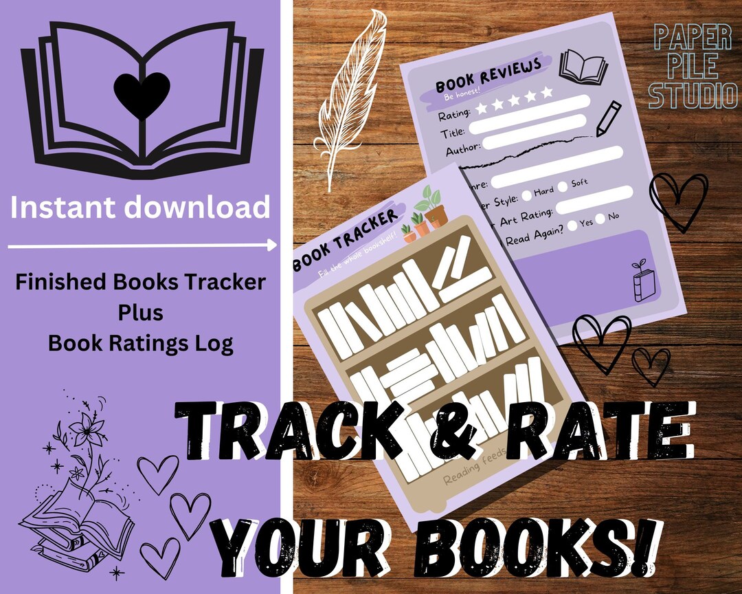 Books to Read and Ratings Bookshelf Tracker Log | Printable Reviews ...