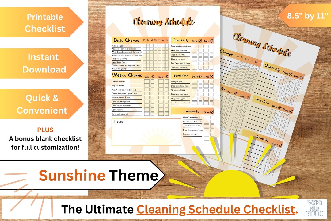 Printable Cleaning Schedule Checklist Cute Pink Hearts Theme | Daily ...