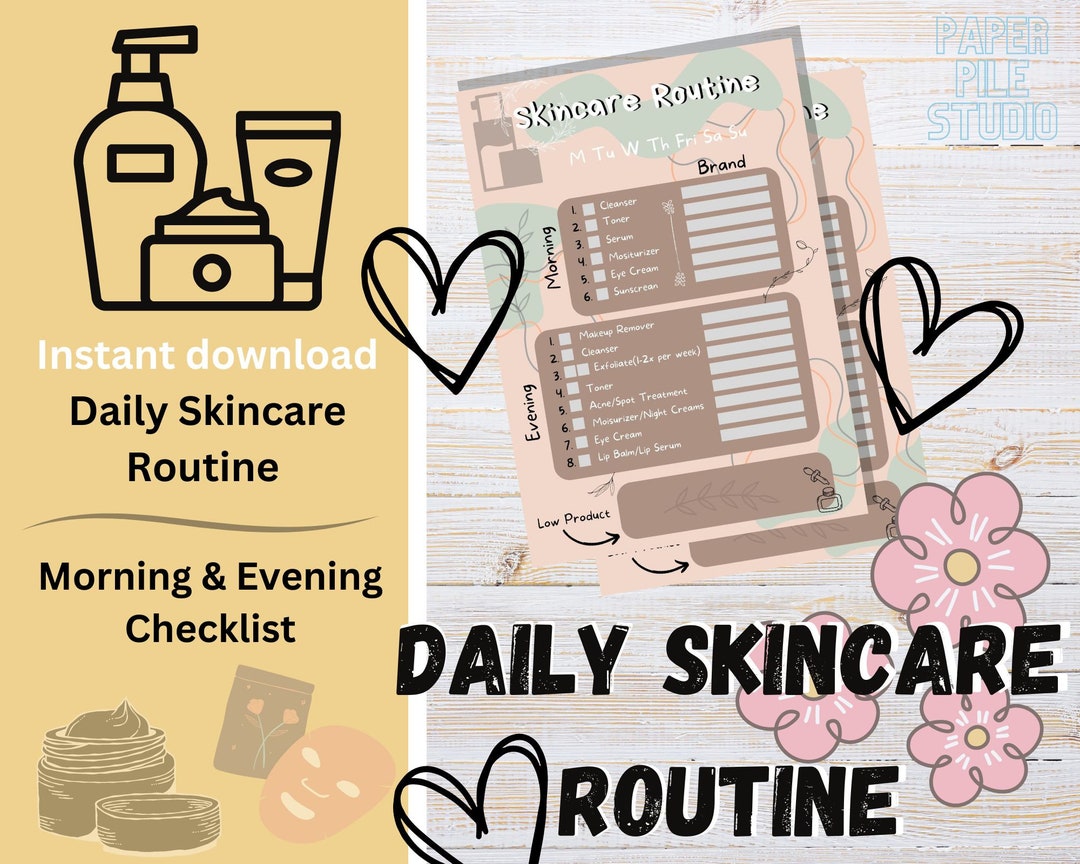 Daily Skincare Routine Tracker | Printable Morning and Evening Healthy ...