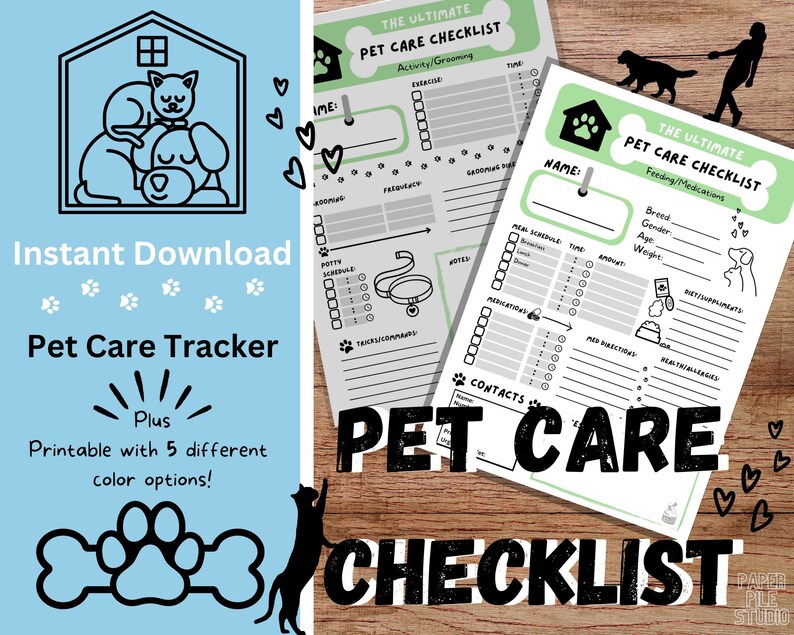 Vacation Pet Care Checklist for Pet Sitters | Dog & Cat Schedule for ...