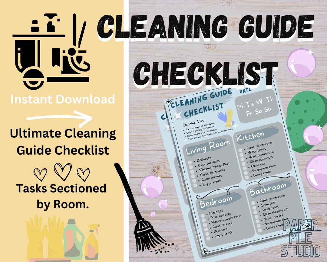 Basic Cleaning Checklist Guide by Room | Task Tracking Assistance ...