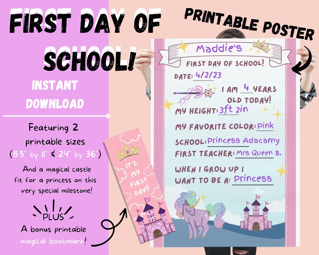 Princess First Day of School Printable Castle Sign Kids - Etsy