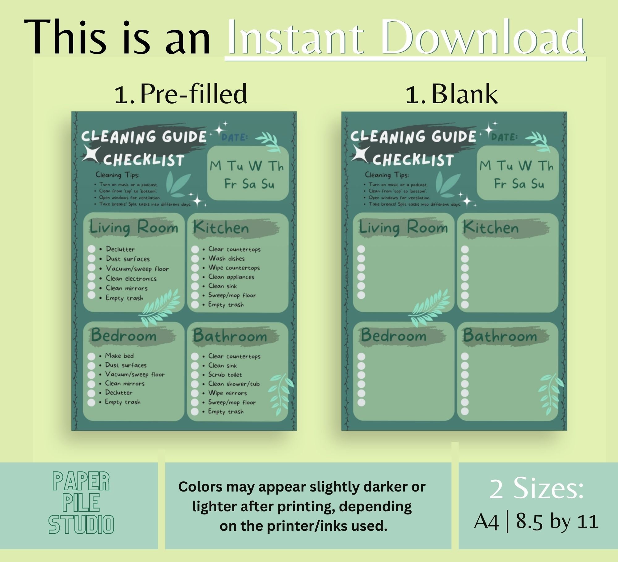 Simple Cleaning Checklist Task Guide by Room Task Tracking Assistance ...
