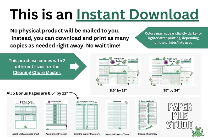 Printable Cleaning Schedule Chores Green Frogs Theme Checklist - Etsy