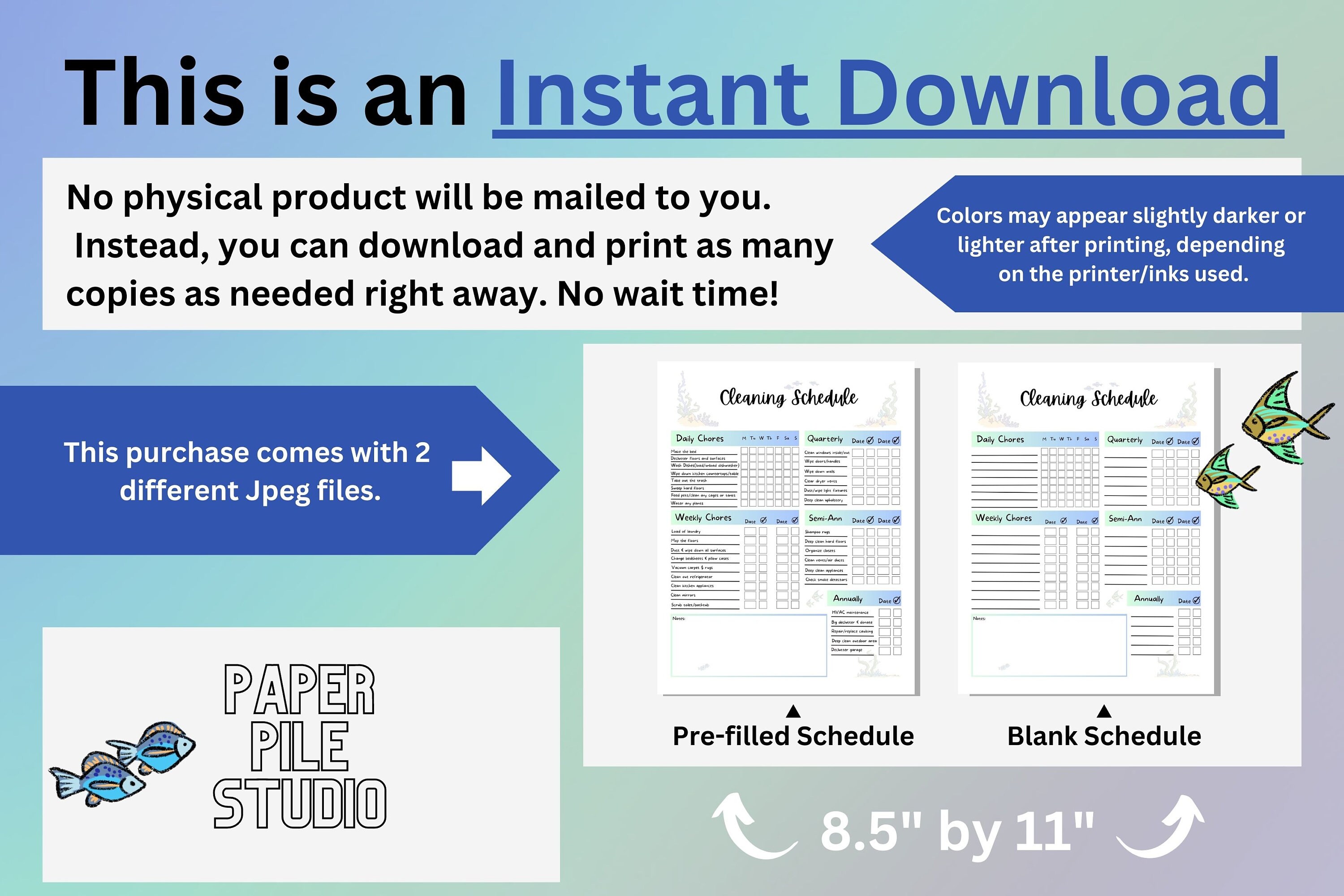 Printable Cleaning Schedule Checklist Beach Ocean Theme | Daily Weekly ...