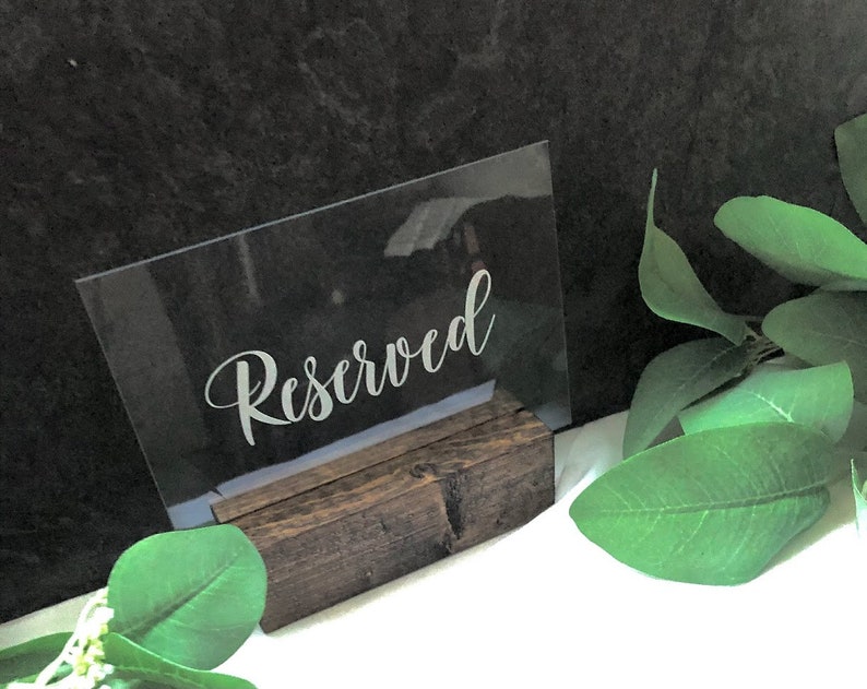 Acrylic Reserved Sign / Reserved Seating Sign / Cursive - Etsy