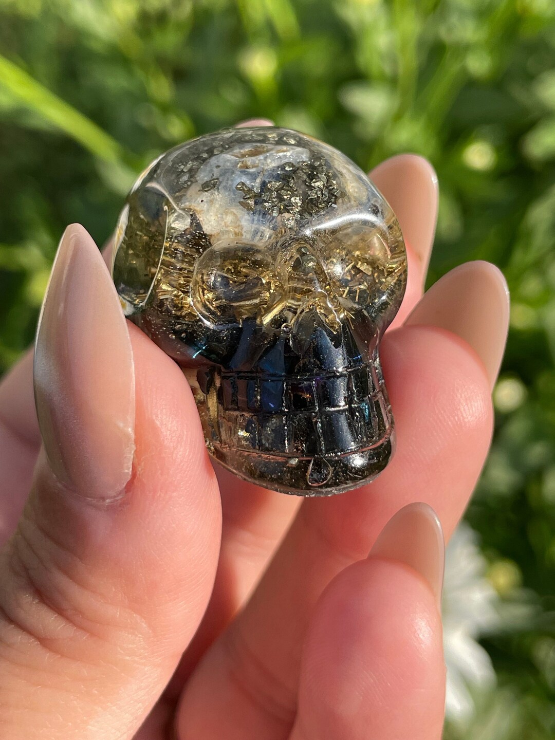 Blue Kyanite/pyrite/shungite/quartz Orgone Skull - Etsy