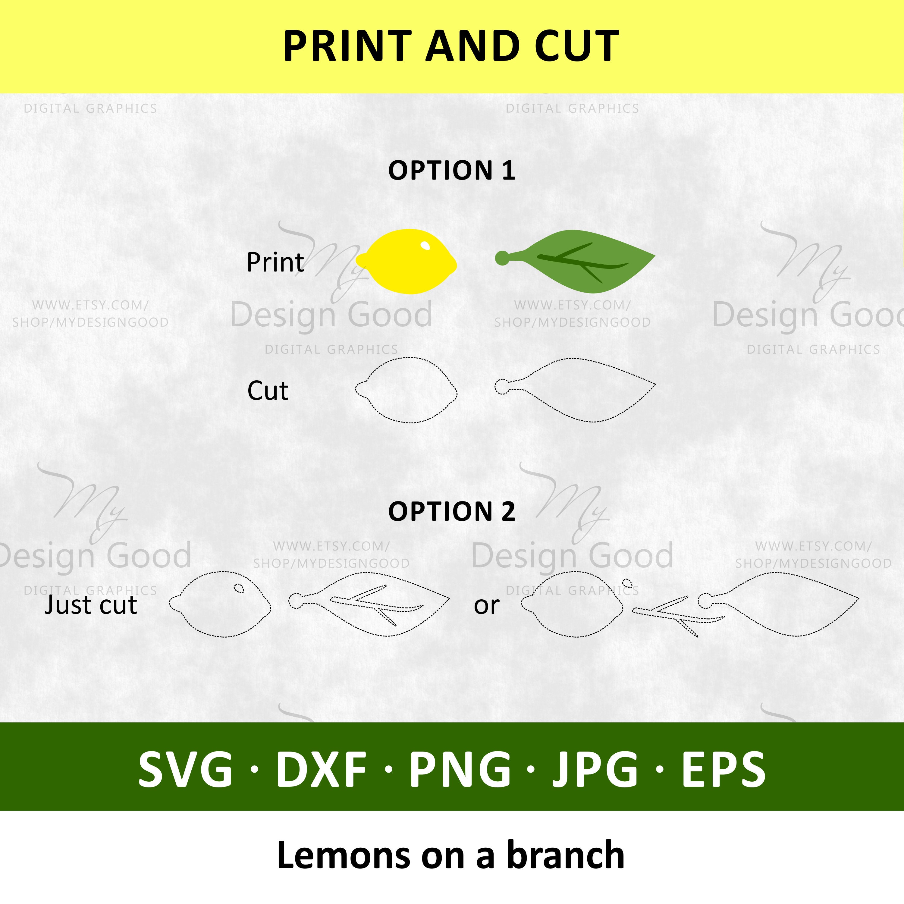 Lemons on a Branch SVG Lemon Cut File Lemon With Leaves - Etsy