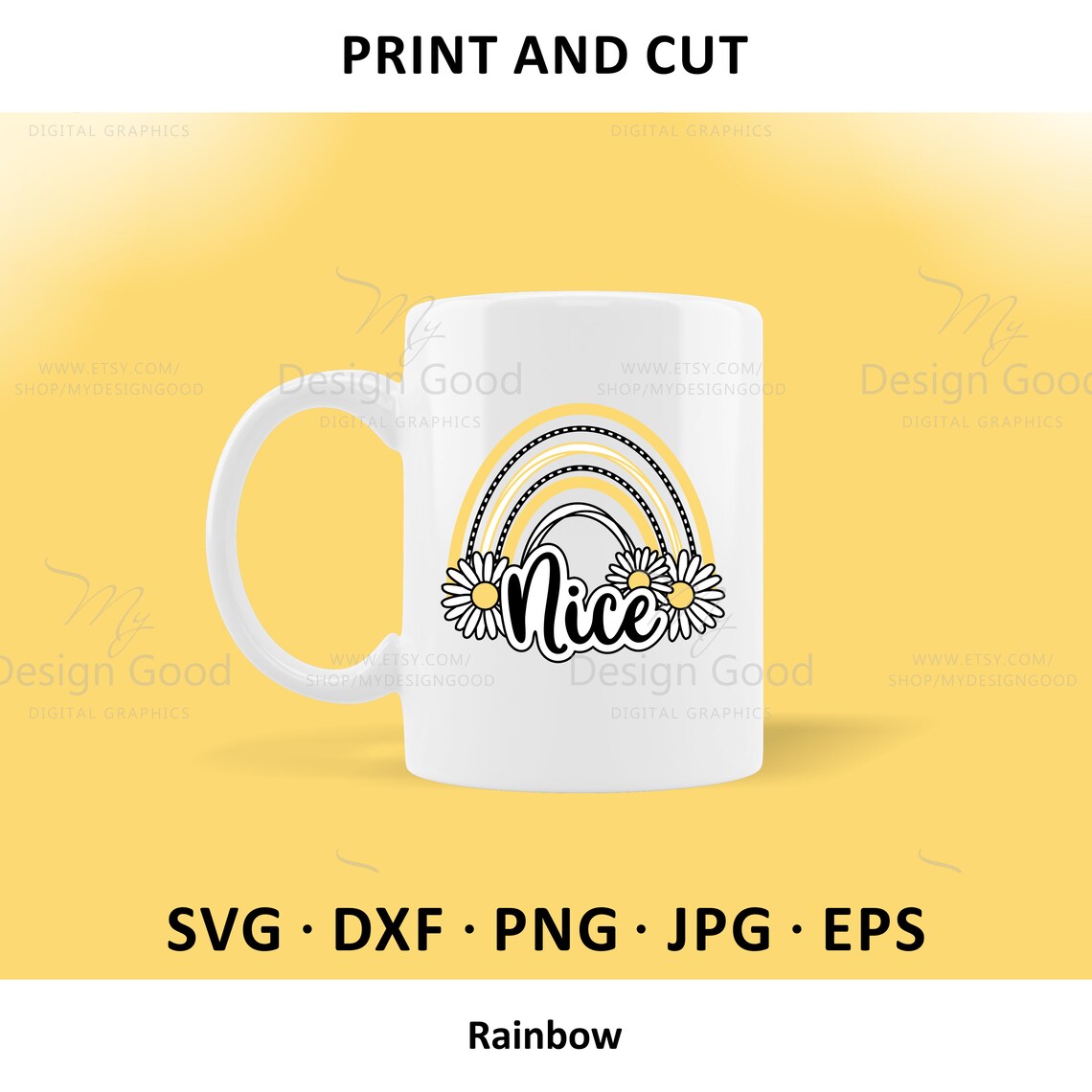 Rainbow Daisy svg Rainbow with flowers Yellow color rainbow | Etsy