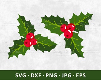 Christmas Holly SVG PNG PDF Dxf Cut Files Cricut - Etsy