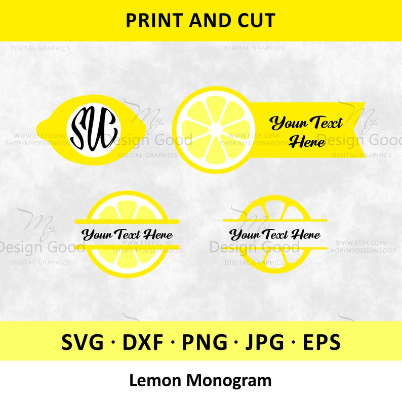 Lemon Monogram SVG Lemon Cut File Citrus Fruits Svg. Slice | Etsy