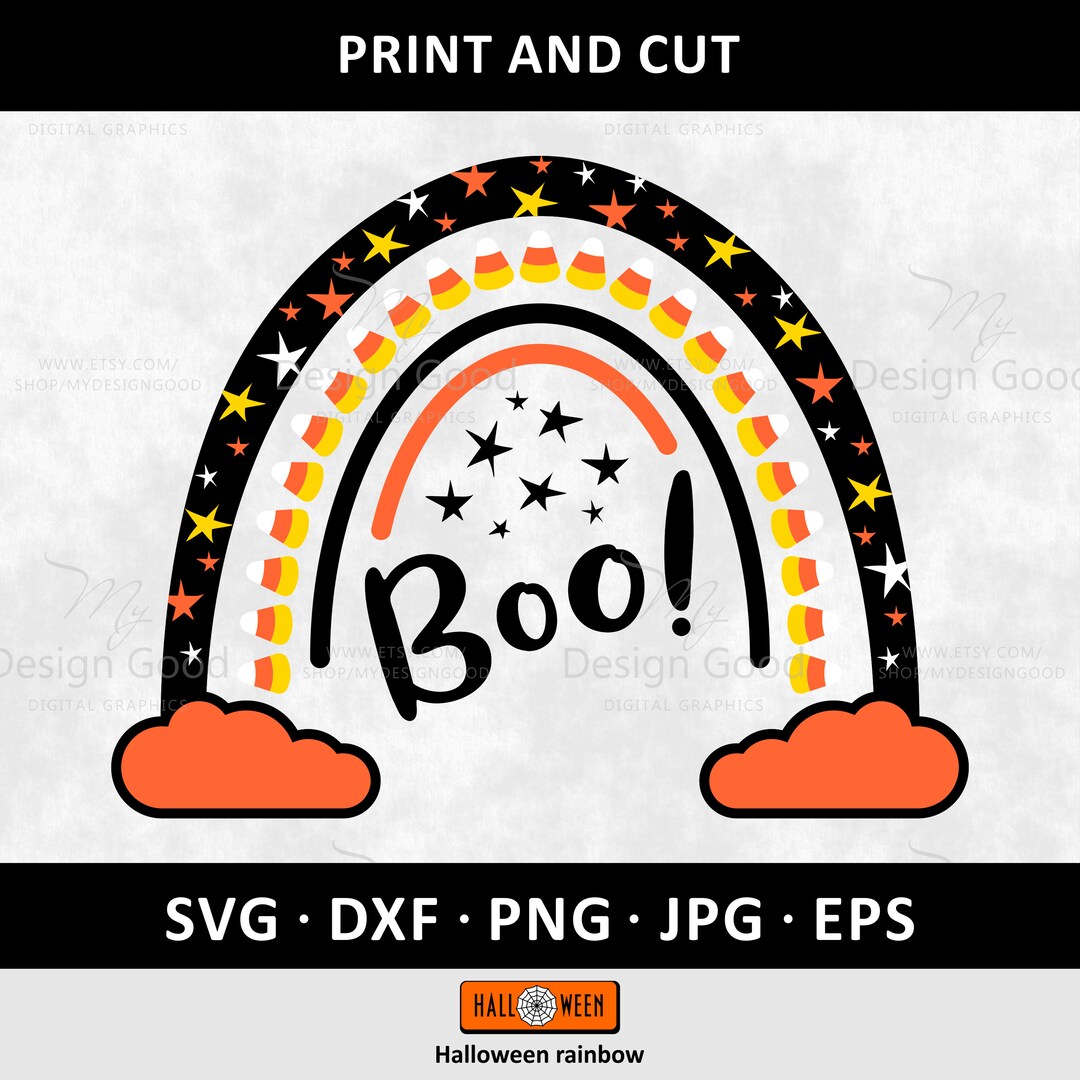 Halloween Rainbow SVG, Autumn Rainbow Svg, Scary Boo! Svg, Clouds ...