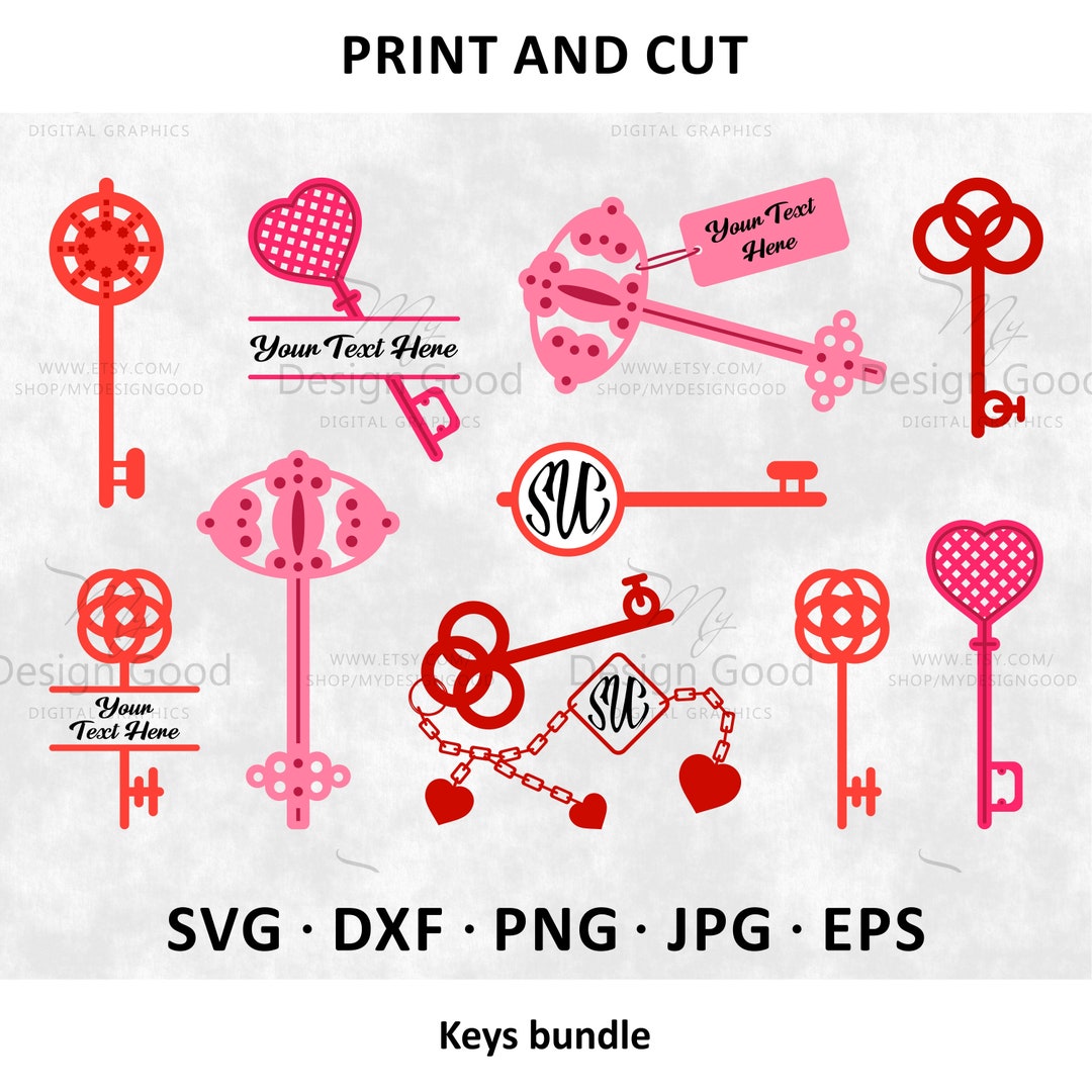Valentine's Day Monogram SVG, Bundle Keys Svg, Heart Lock Key Clipart ...