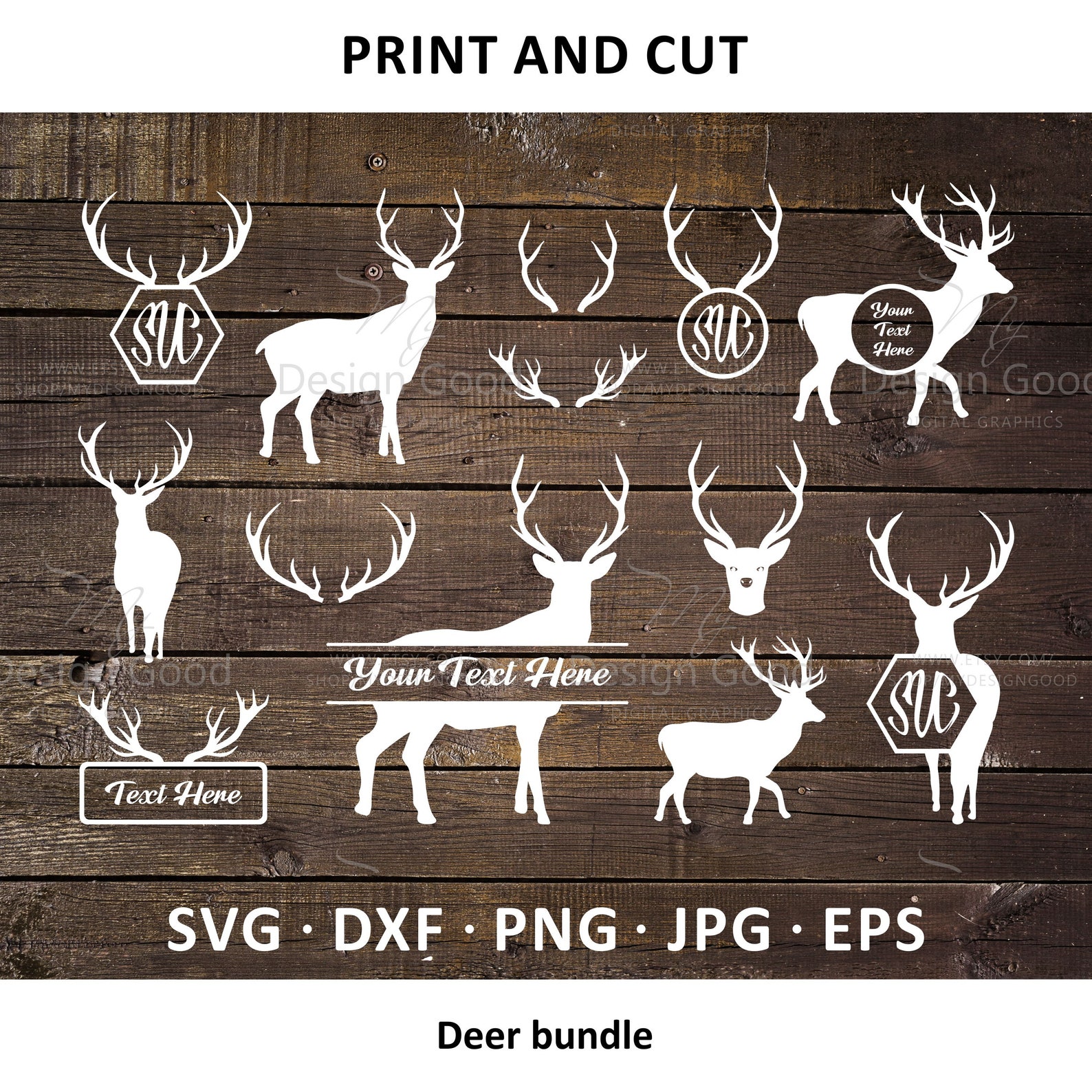 Deer Bundle Svg Png. Deer Monogram Svg. Christmas Deer Head - Etsy