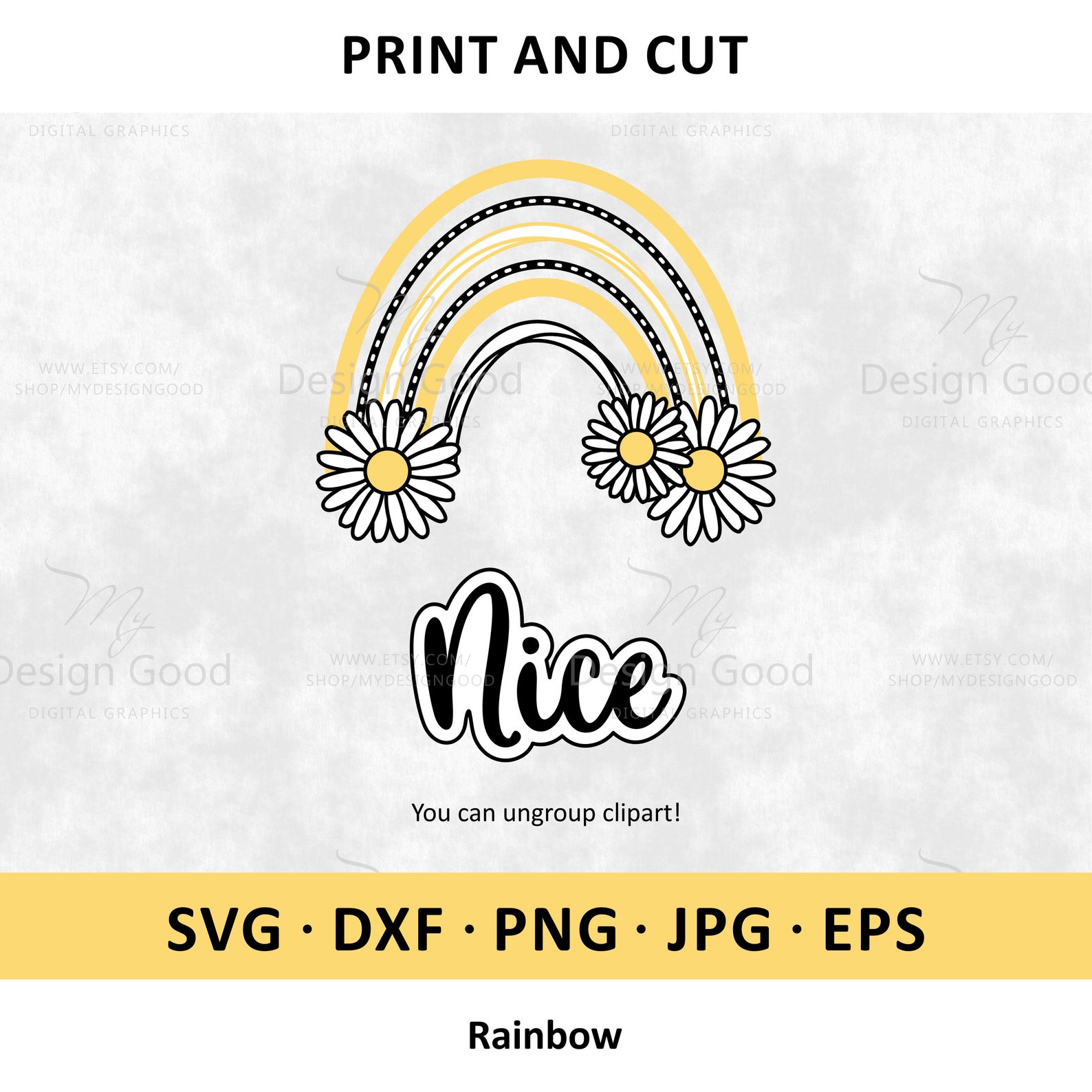 Rainbow Daisy Svg Rainbow With Flowers Yellow Color Rainbow - Etsy
