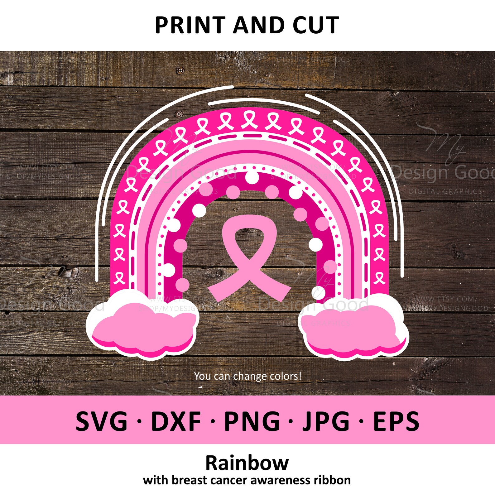 Awareness Rainbow SVG PNG. Cancer Rainbow Svg. Cute Pink - Etsy