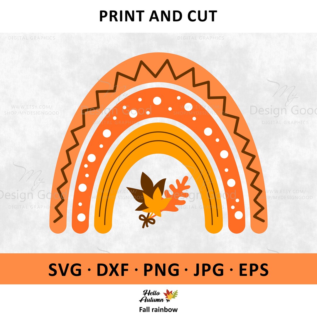 Fall Rainbow SVG. Design Colored Rainbow Clip Art Png. Holiday Decor ...