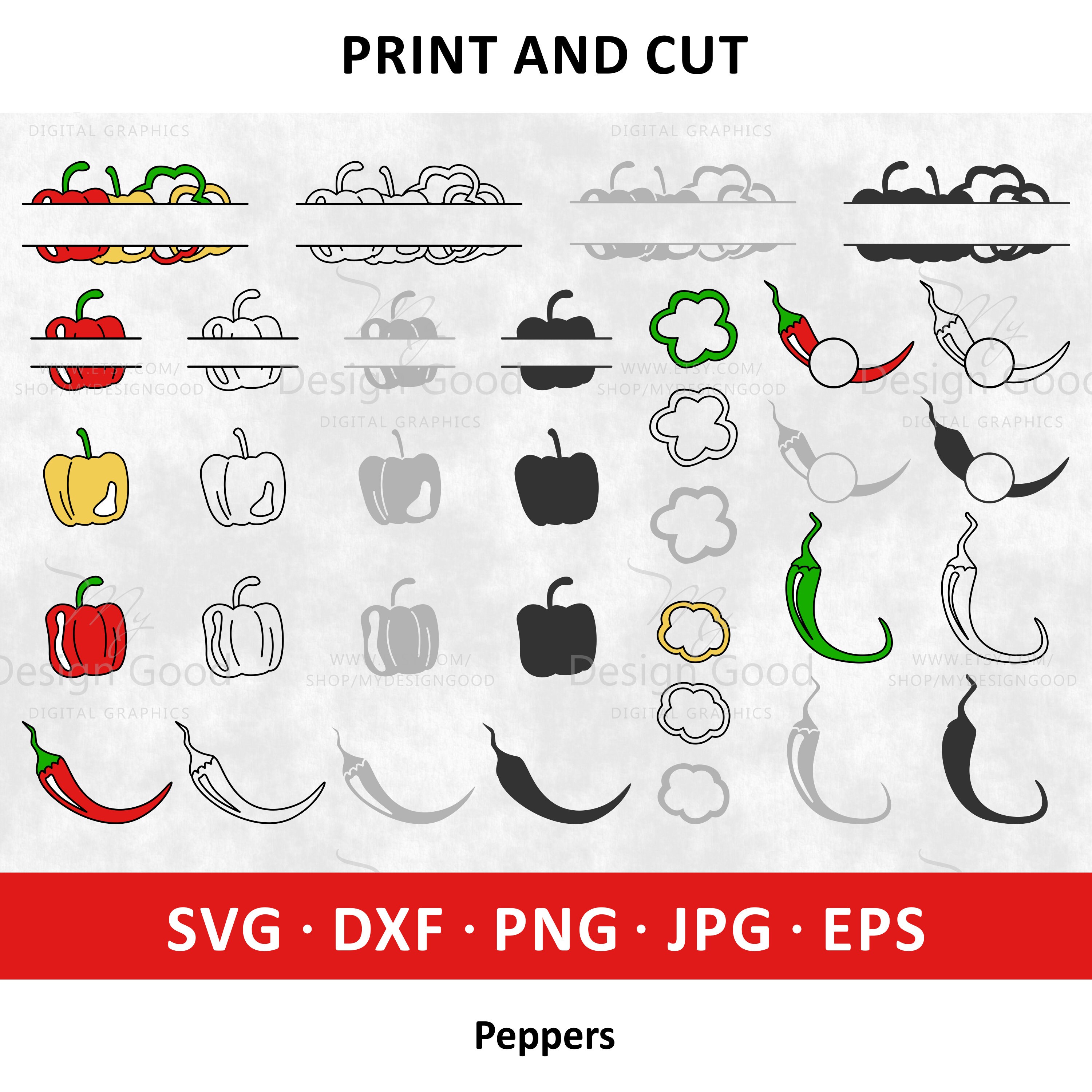Pepper SVG Bundle, Chili Pepper Monogram Svg, Hot Red Pepper ...