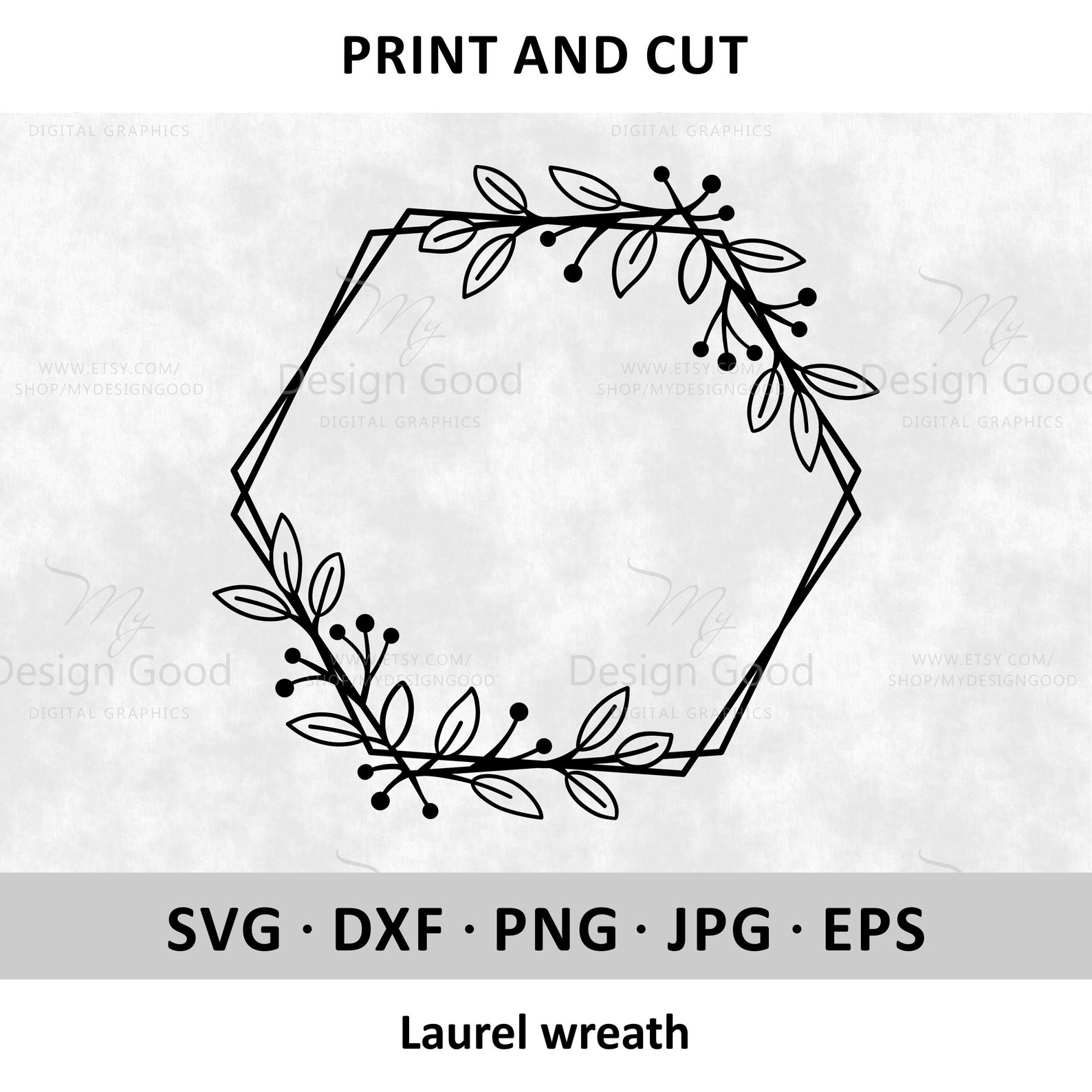 Floral Hexagon SVG. Laurel Frame Svg. Wedding Monogram Svg. Leaves ...