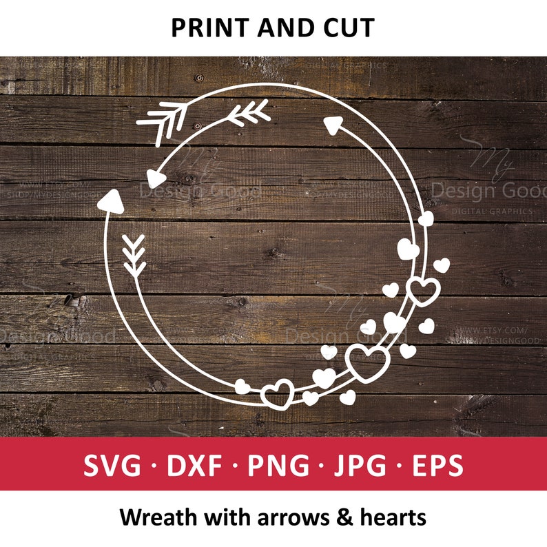 Heart Wreath Svg SVG. Arrow Wreath Svg. Frame With Heart & Arrow Svg ...