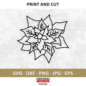 Christmas Flower Svg, Poinsettia SVG. Clipart Winter Flowers. One Color ...