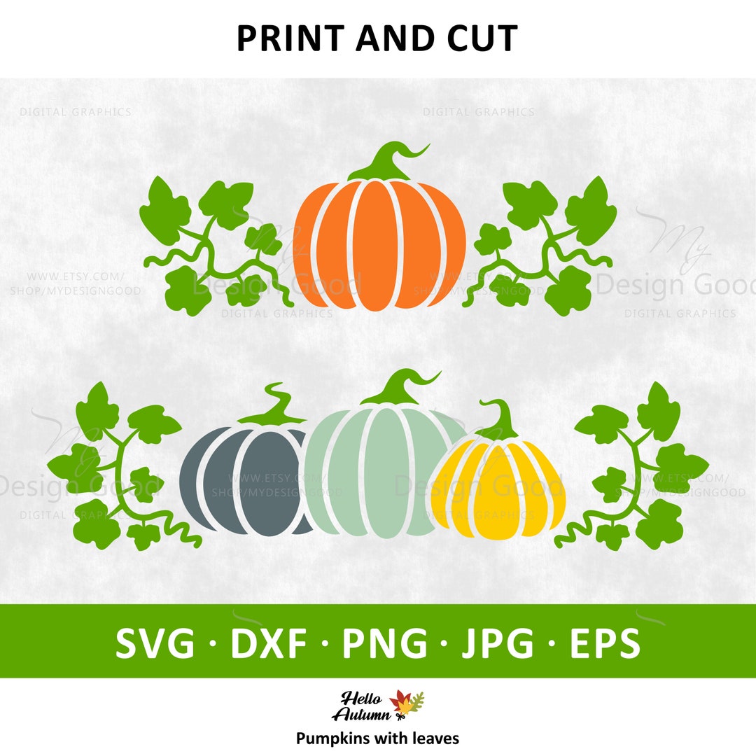 Three Pumpkins SVG, One Pumpkin With Leaves Clipart. Autumn Holiday ...