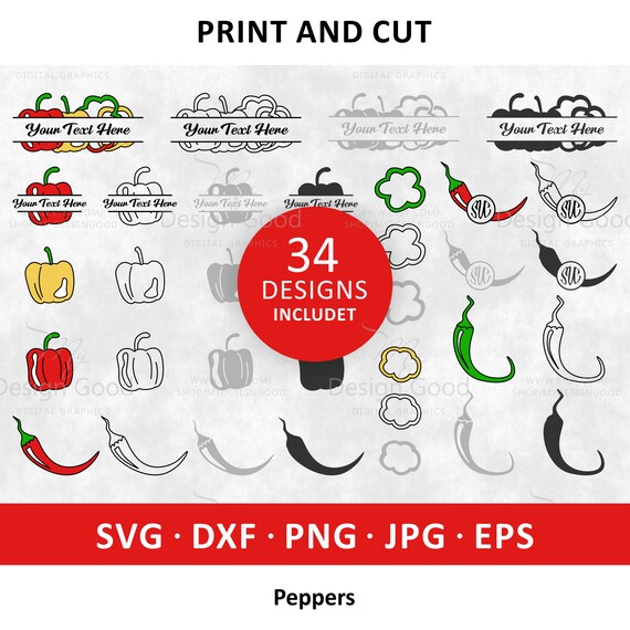 Pepper SVG Bundle Chili Pepper Monogram Svg Hot Red Pepper - Etsy