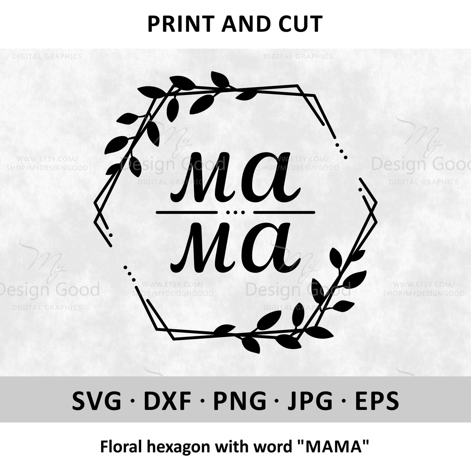 Mama Floral Hexagon Svg. Mom Laurel Frame Svg. Mama Monogram - Etsy