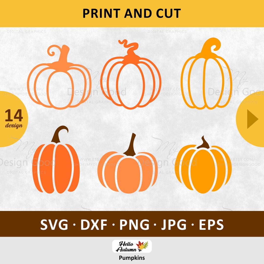 Pumpkins SVG, Pumpkins Bundle Digital SVG. Autumn Holiday, Design for ...
