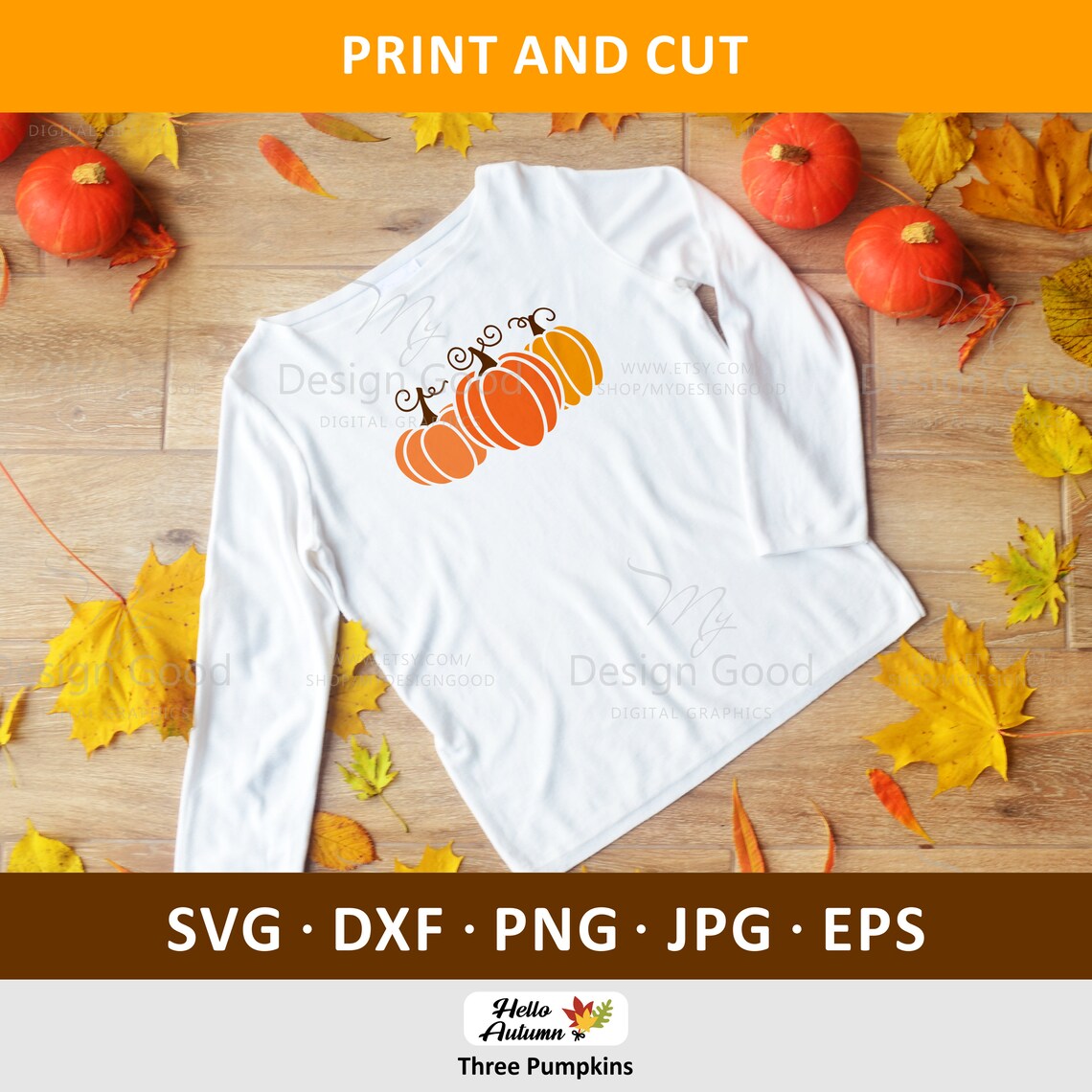 Three Pumpkins SVG Pumpkins Clipart. Autumn Holiday Decor - Etsy