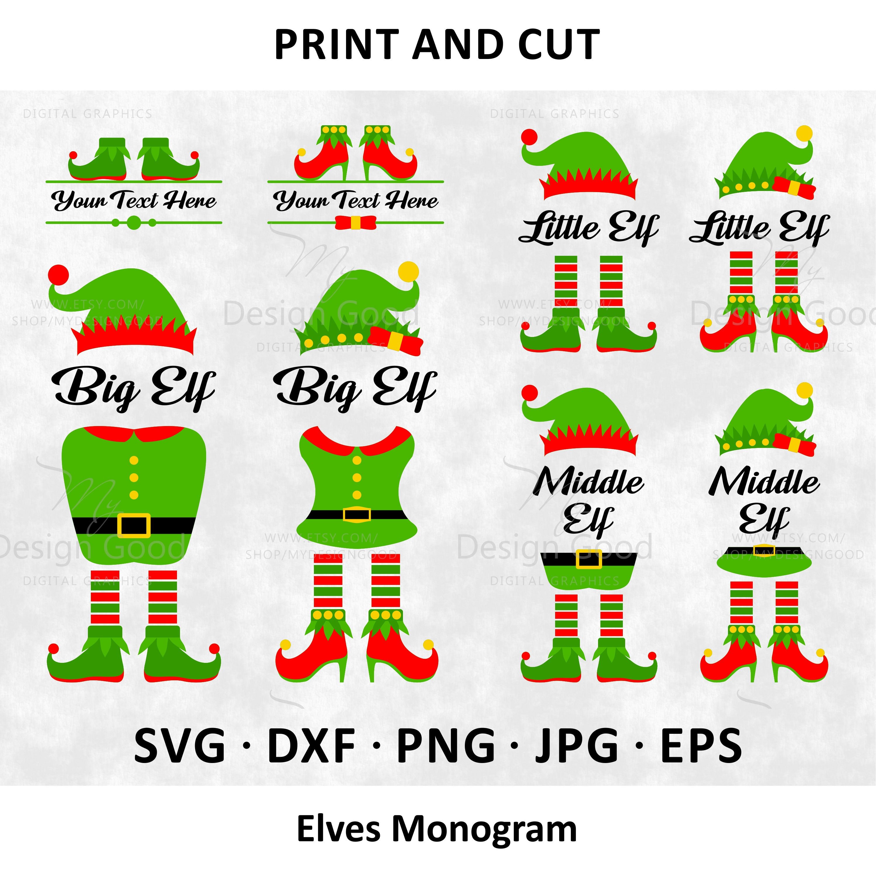 Elf Monogram SVG PNG. Bundle Elves Family Monogram. Elf Hat - Etsy