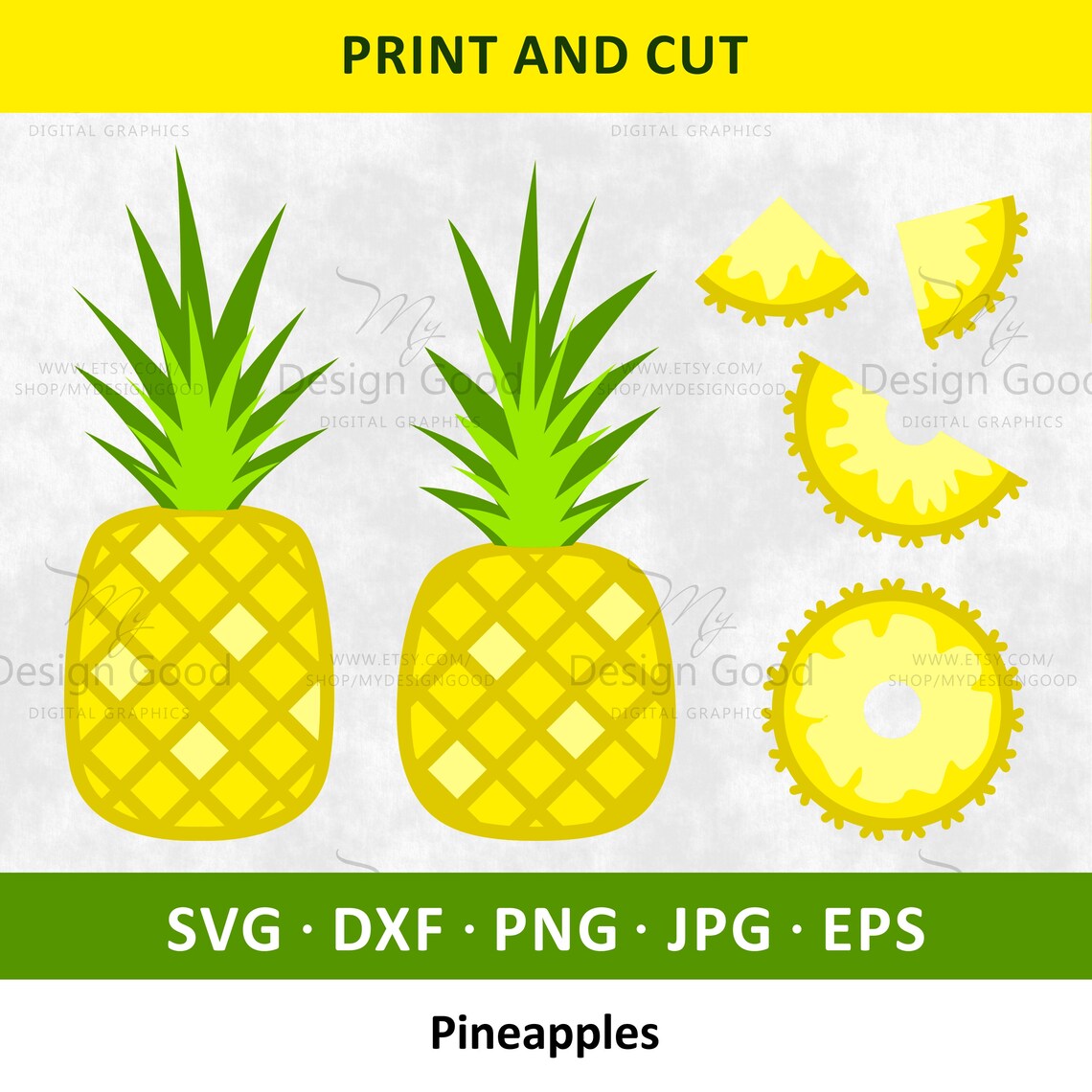 Pineapples SVG, Pineapple Cut File, Pineapple Slice PNG, Tropical Fruit ...